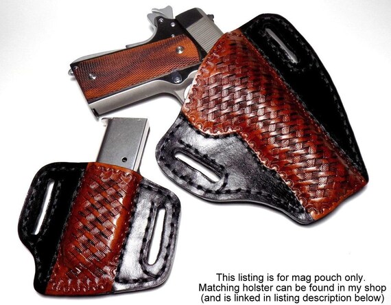 Leather 1911 Magazine Pouch Open Carry OWB Canted Mag - Etsy