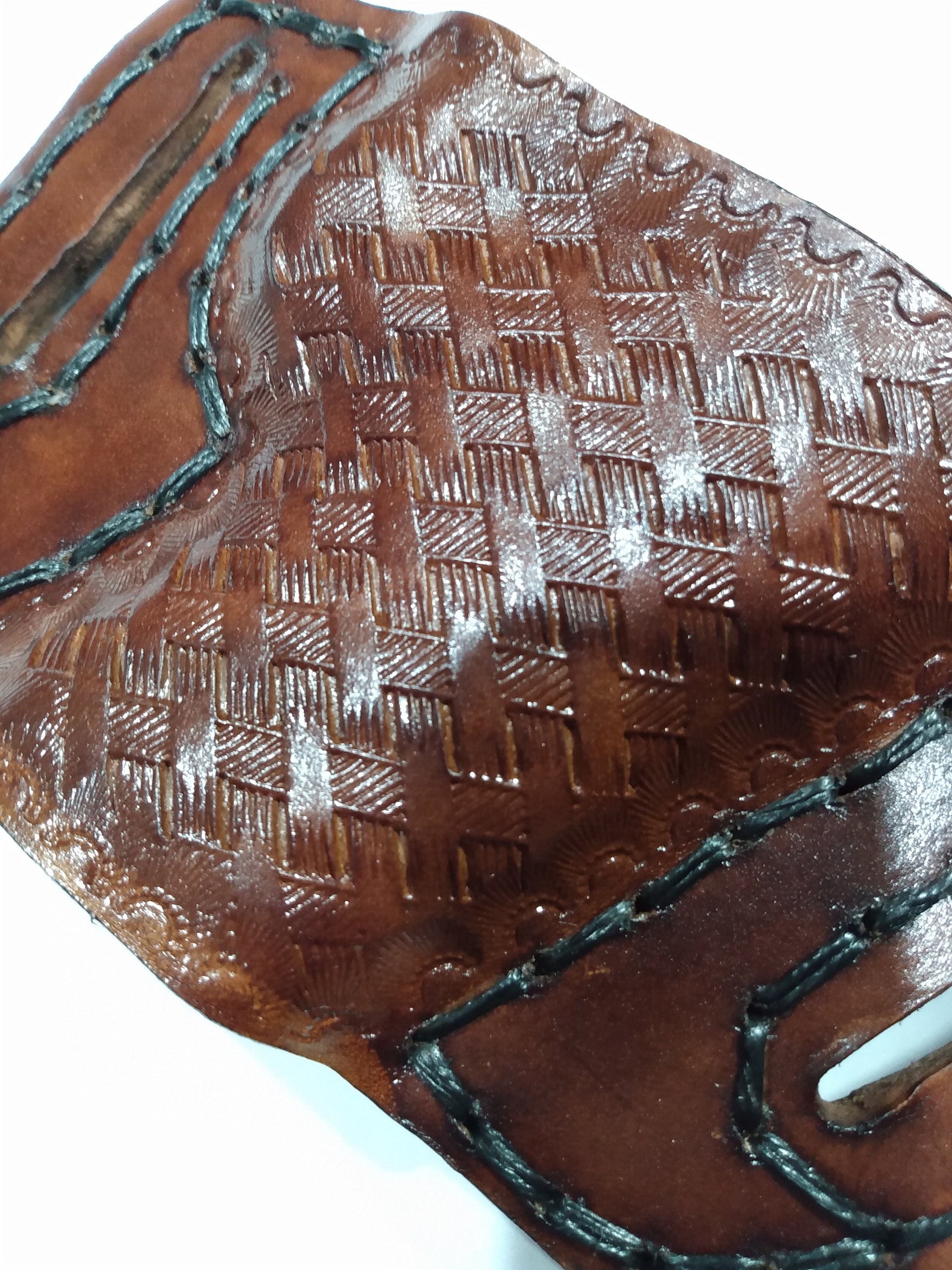 1911 Leather Holster Brown Basketweave Open Carry OWB Canted | Etsy