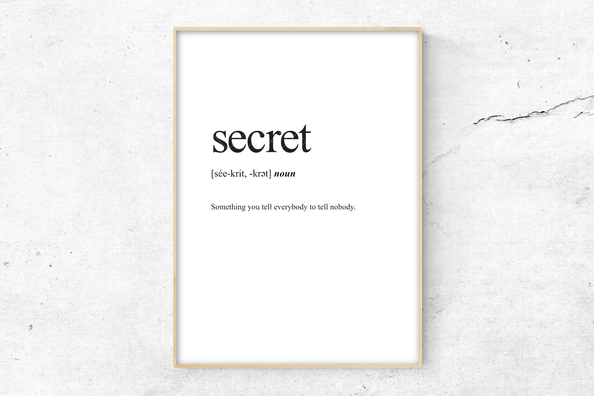 Secret Definition Print Definition Poster Word Meaning | Etsy