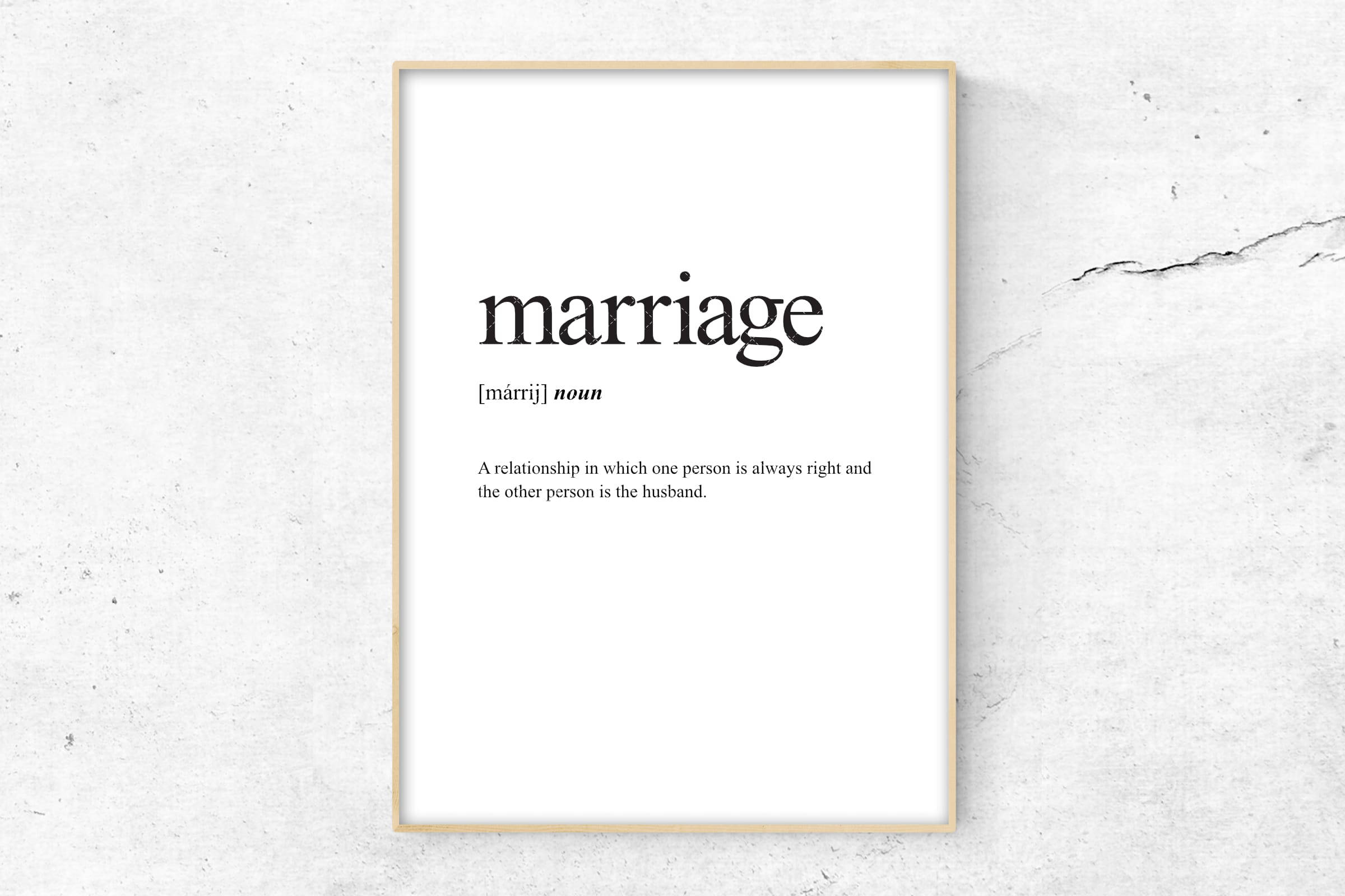 Marriage Definition Print Definition Poster Word Meaning | Etsy