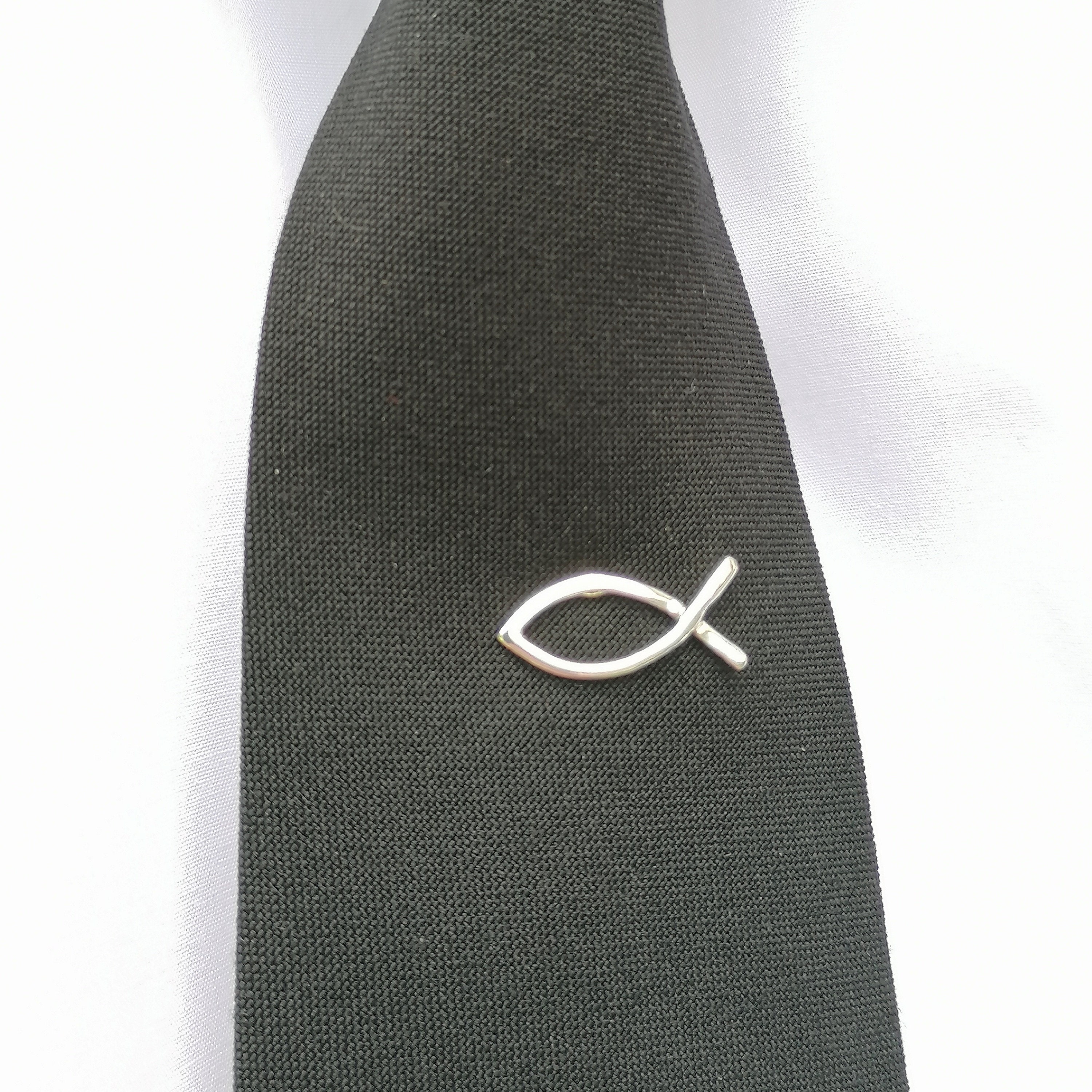 Sterling Silver Fish Pin Ichthus tie tack Christian brooch | Etsy