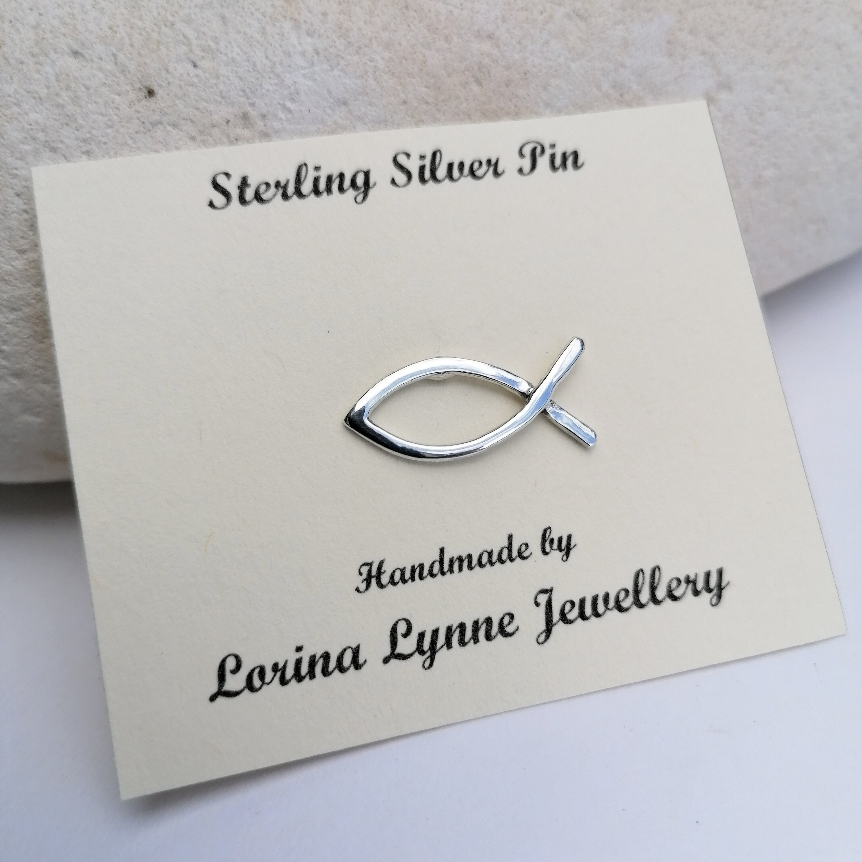 Sterling Silver Fish Pin Ichthus tie tack Christian brooch | Etsy