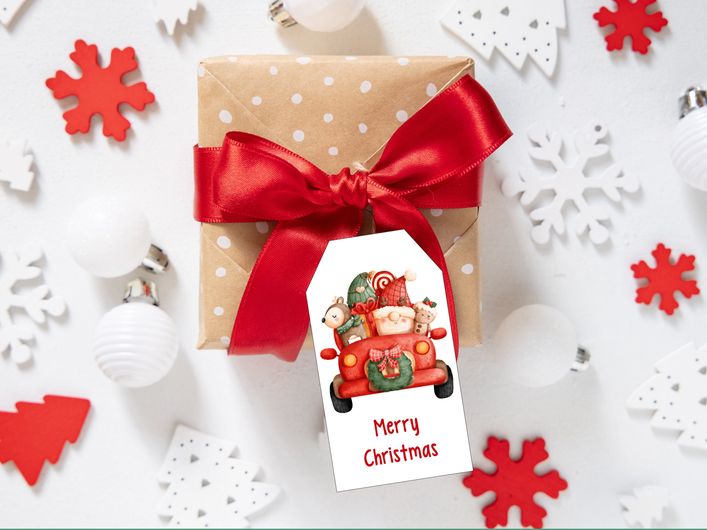 Printable Christmas Cute Animals Gift Tags, Festive Watercolor Digital ...