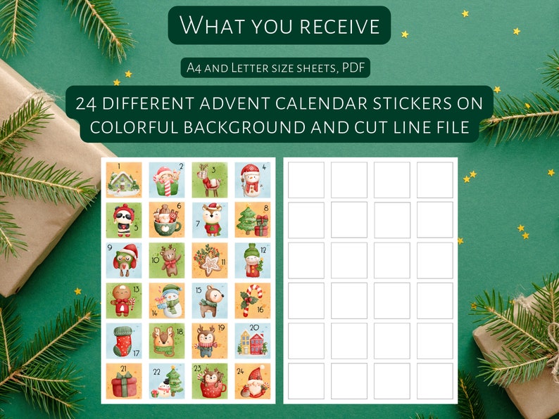 Digital Printable Advent Calendar Stickers, Christmas Advent Tags ...