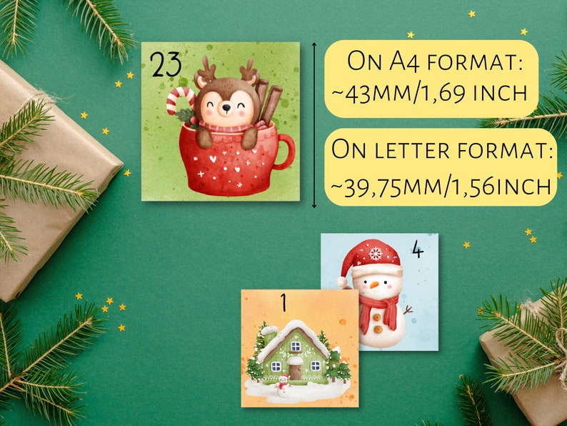Digital Printable Advent Calendar Stickers, Christmas Advent Tags ...