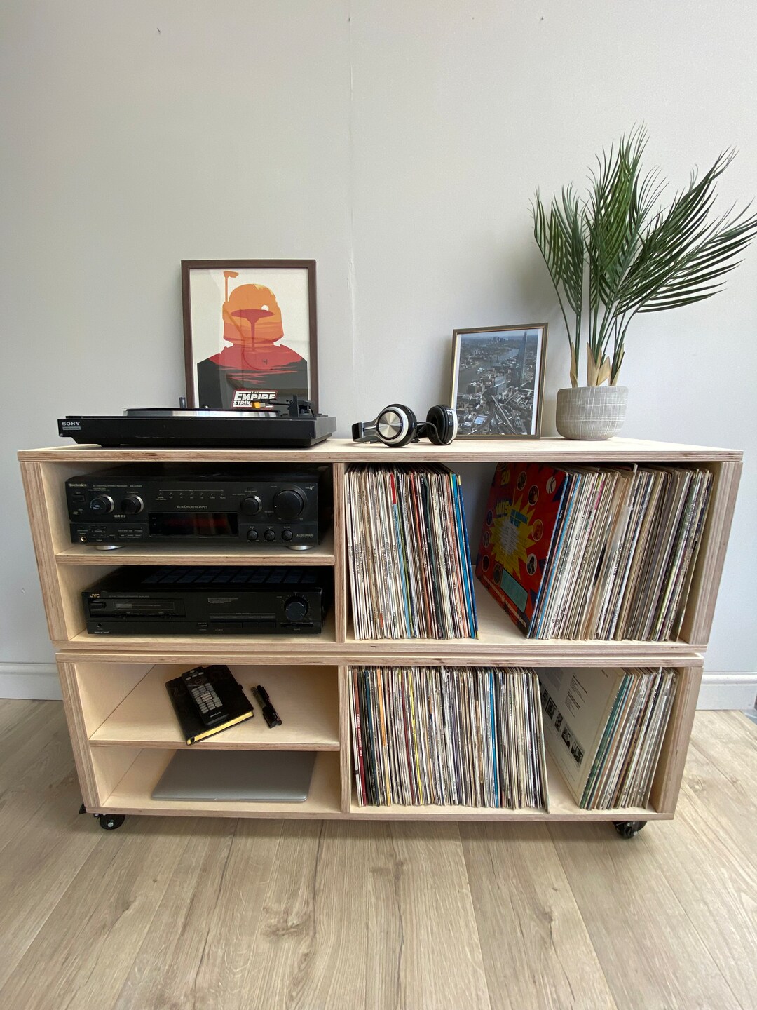 Medium Record Player Table on Castors Vinyl Record Storage - Etsy UK