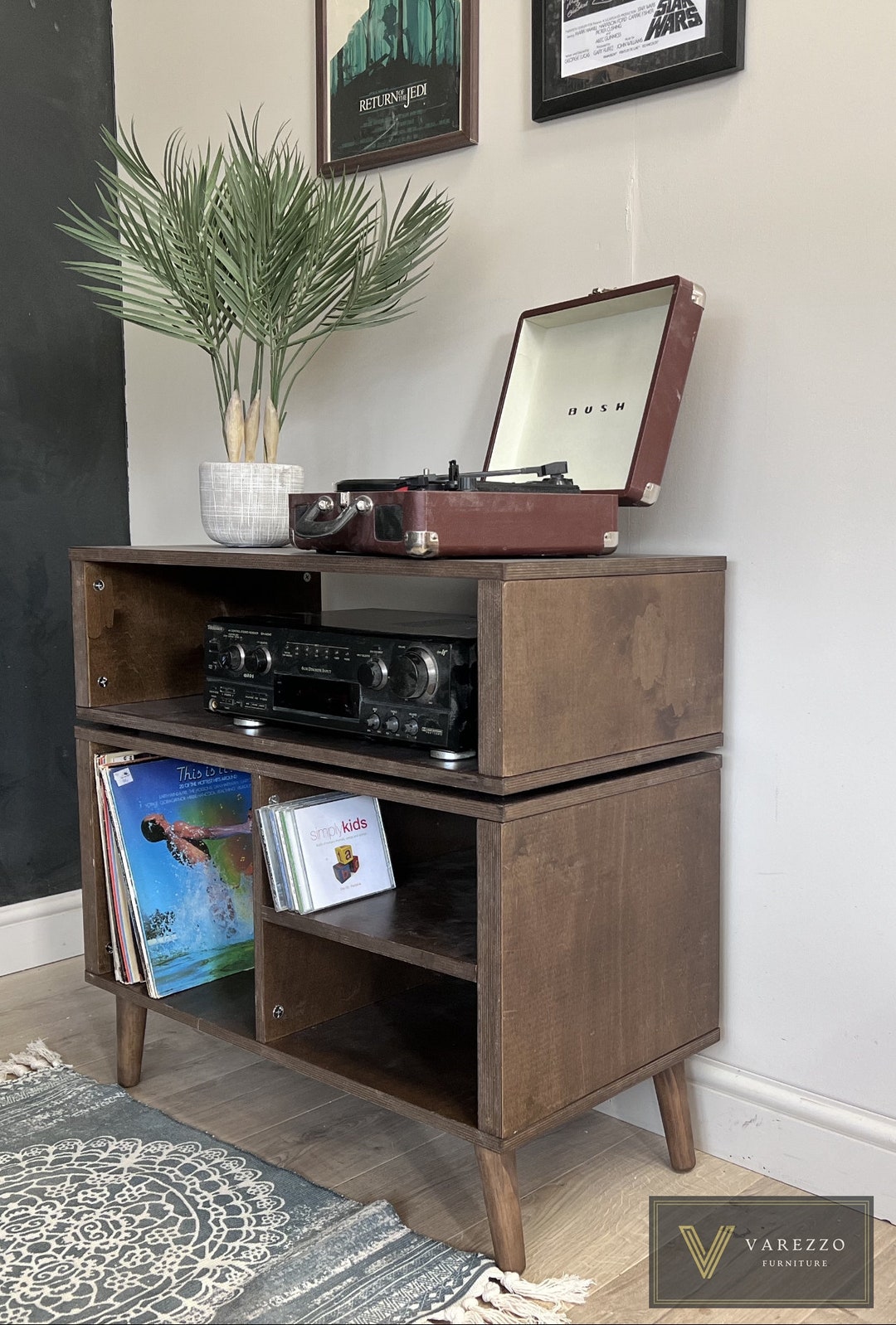 Record Player Table With Hi-fi Shelf | Vinyl Record Storage | Turntable ...
