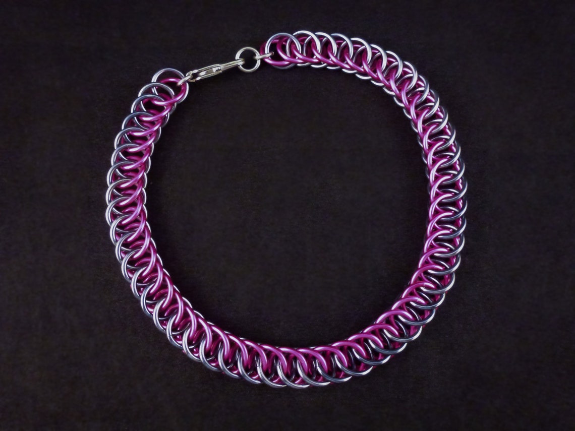 Chainmail Bracelet, Hp4in1, Pink and Grey, Chainmaille Jewelry - Etsy