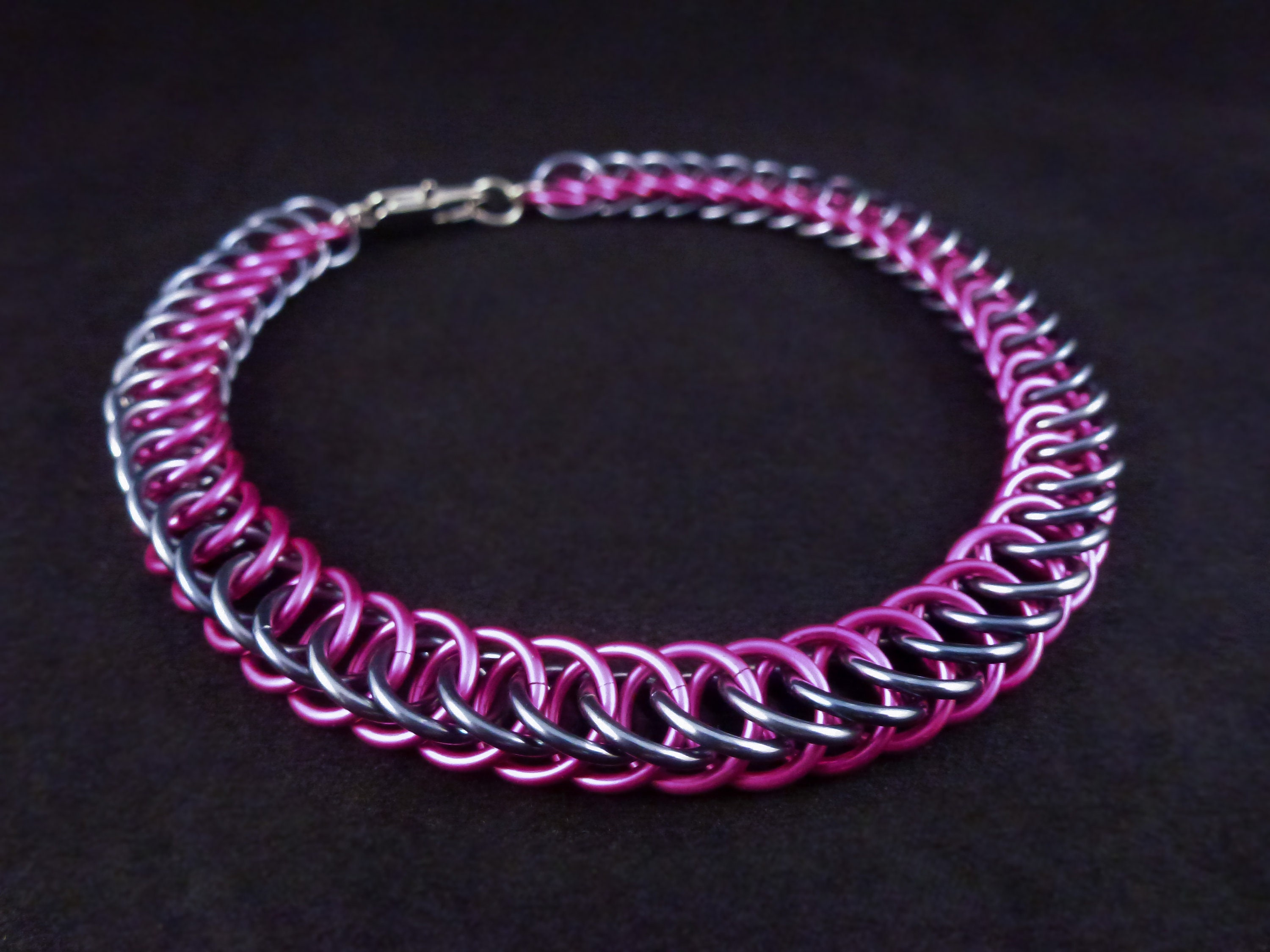 Chainmail Bracelet, Hp4in1, Pink and Grey, Chainmaille Jewelry - Etsy