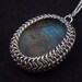 Chainmaille Pendant Necklace Wrapped Labradorite Cabochon Natural ...