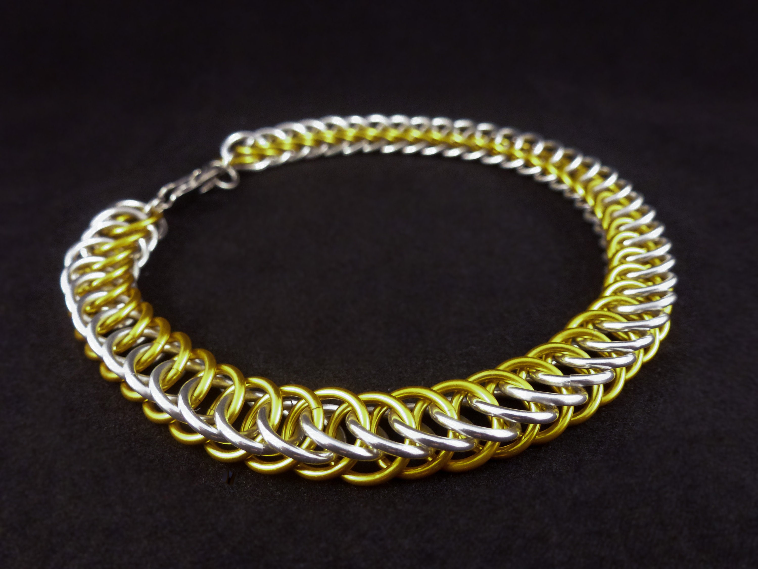 Chainmail Bracelet, Hp4in1, Yellow and Silver, Chainmaille Jewelry - Etsy