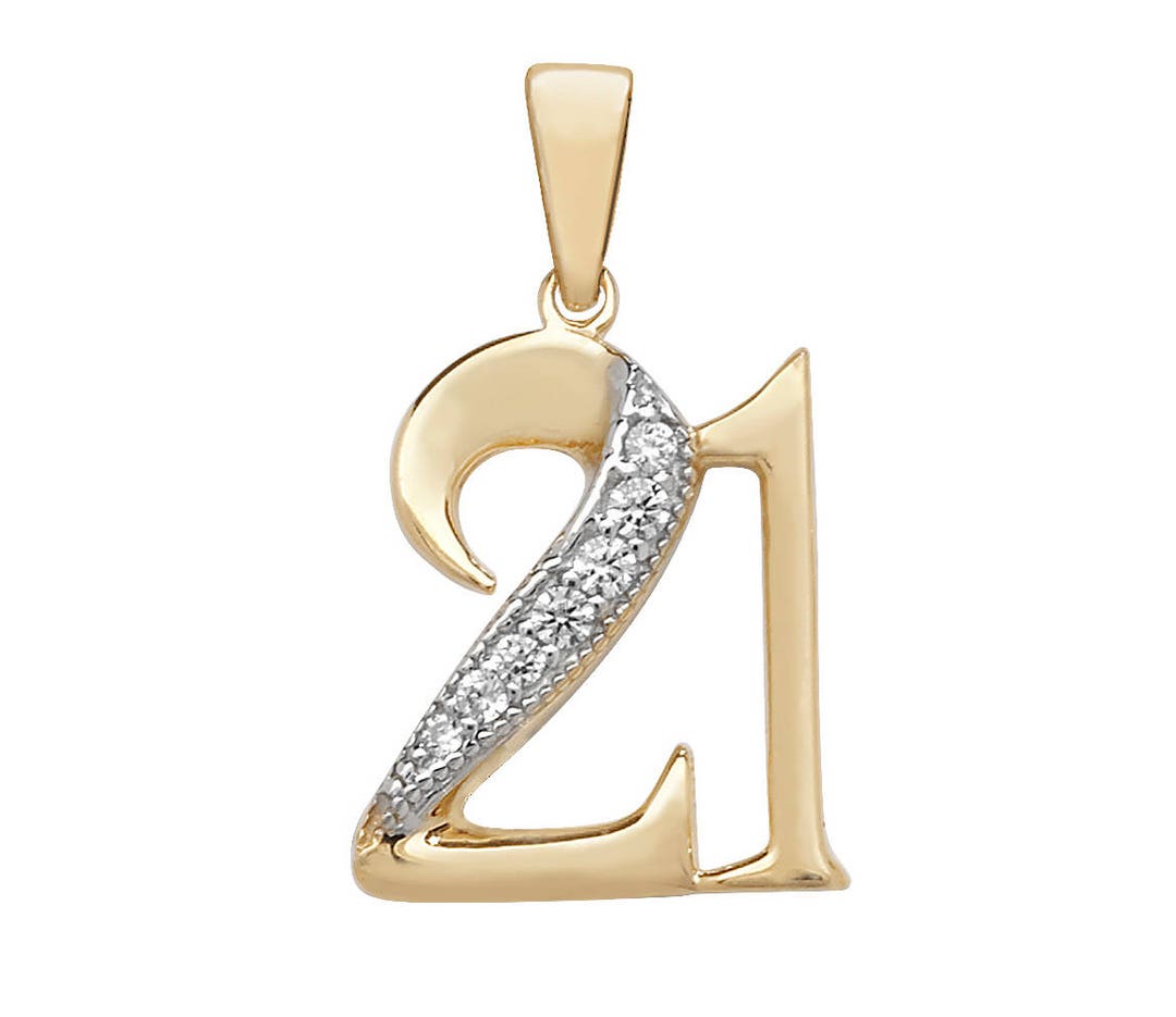 9ct Yellow Gold 21st Birthday Pendant Pave Set With Cubic Zirconia ...