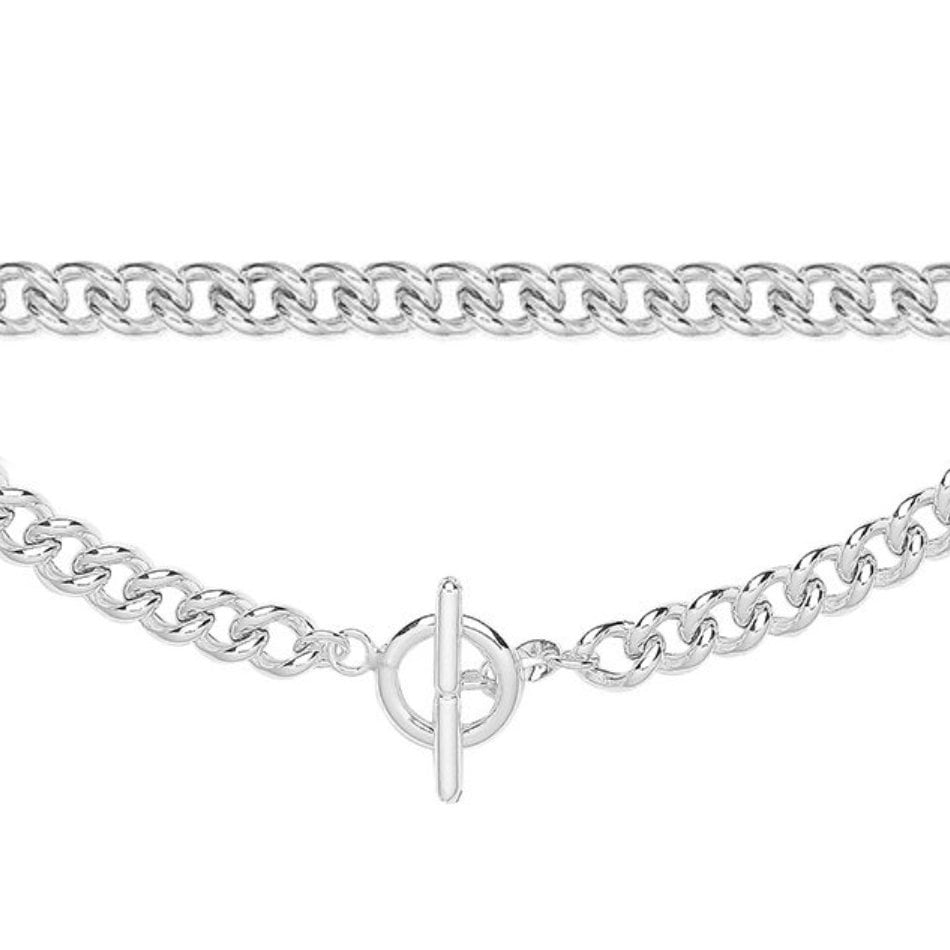 925 Sterling Silver 18 Albert Chain T Bar Necklace Hallmarked