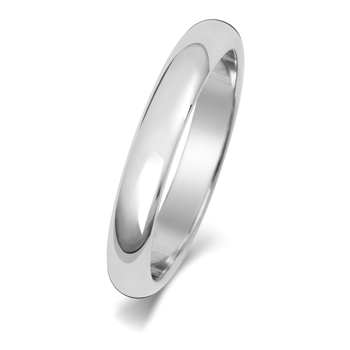 9ct White Gold Plain D Shape Wedding Ring Hallmarked Widths 2mm-8mm ...