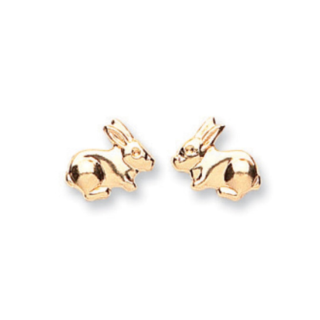 9ct Yellow Gold Small Bunny Rabbit Stud Earrings 7x5mm- Real 9K Gold - Etsy