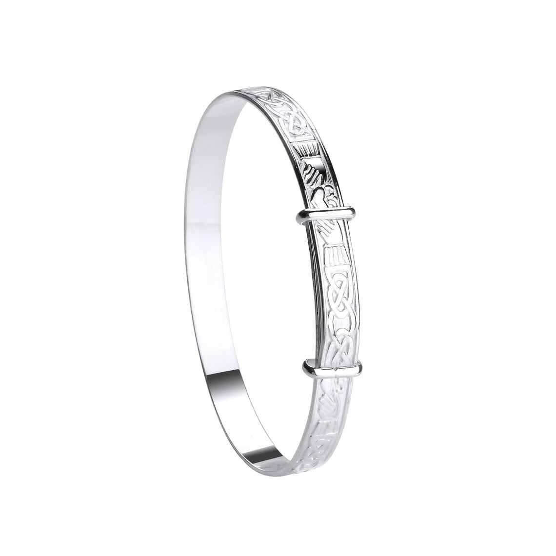 Celtic Irish Claddagh 925 Sterling Silver Expandable Baby Bangle - Etsy UK