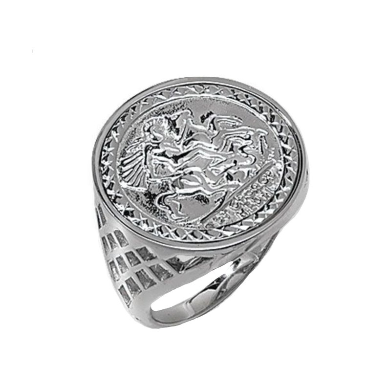St George & Dragon 925 Sterling Silver Sovereign Coin Ring | Etsy