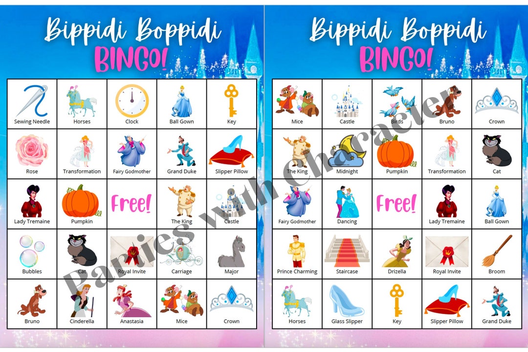 Bippidi Boppidi Bingo - Cinderella Themed Bingo Game for Kids Parties ...
