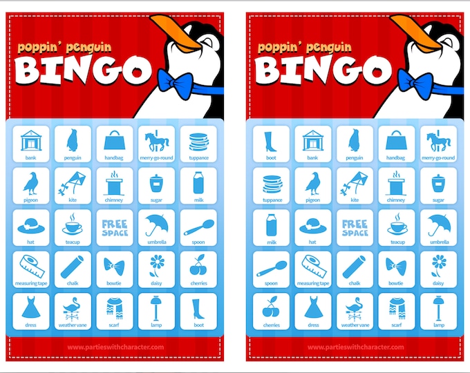 Mary Poppins Party Game | Pin the Bowtie on the Penguin Digital File ...