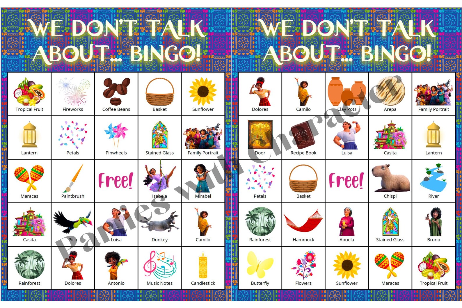 Encanto We Don't Talk About Bingo Game | Kids Birthday Party, Classroom ...