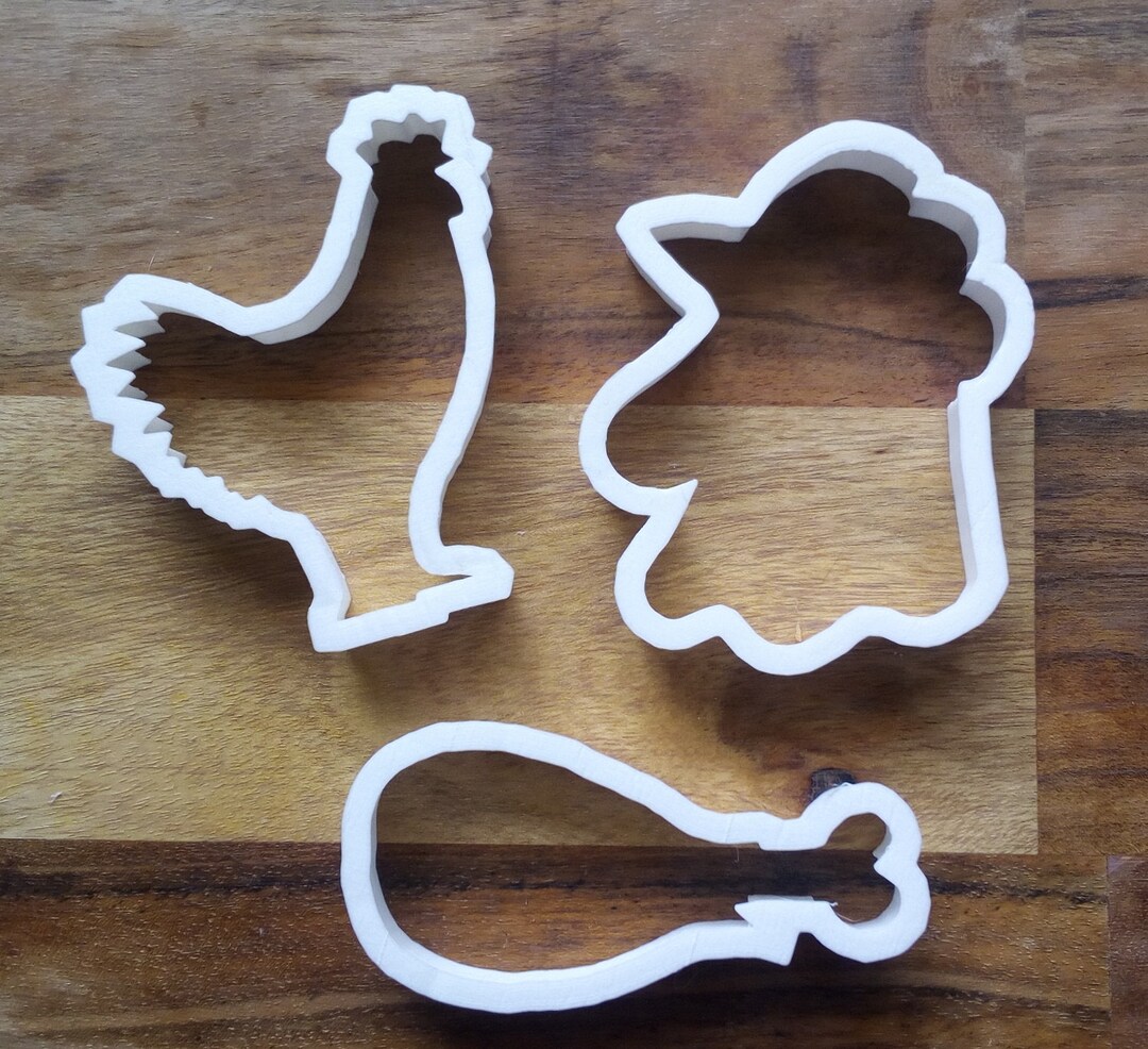 Chicken Cookie Cutter Biscuit Pastry Fondant Stencil 3 Variations Farm ...