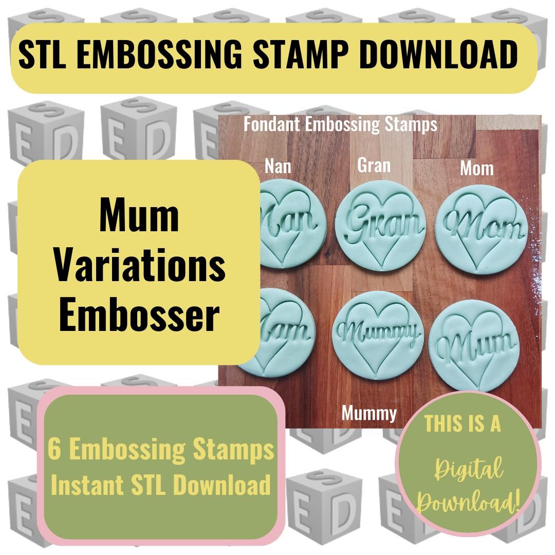Mothers Day Mum Embossing Stamp STL File: (digital Download) 6 ...