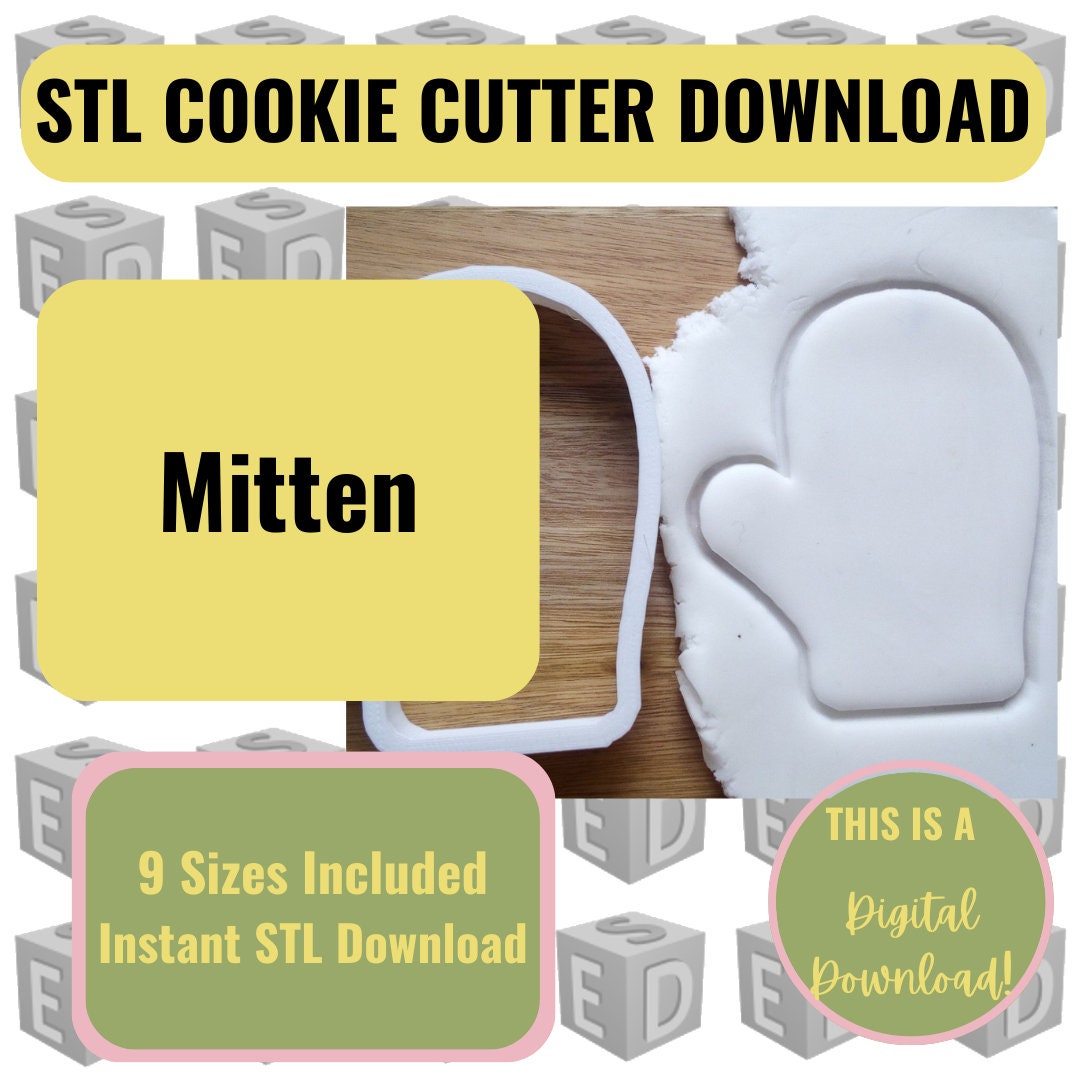 Mitten Shape Cookie Cutter STL File Instant Download, STL Cookie Cutter ...