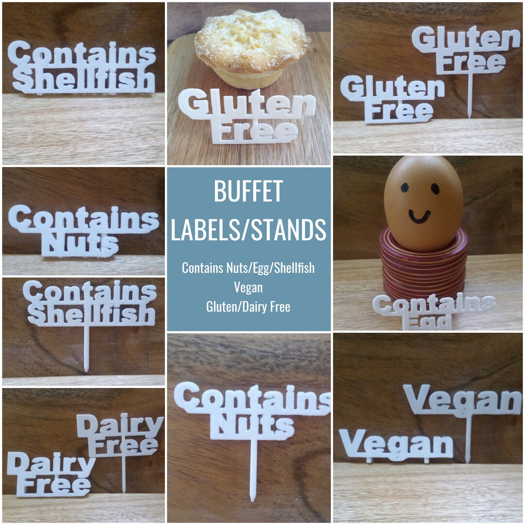 Buffet Sign Vegan Egg Party Food Allergy Tableware Catering Gluten Free ...