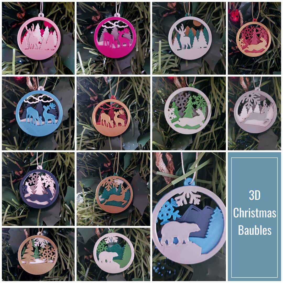 3D Printed Christmas Bauble Decoration 3 Layers Individual - Etsy
