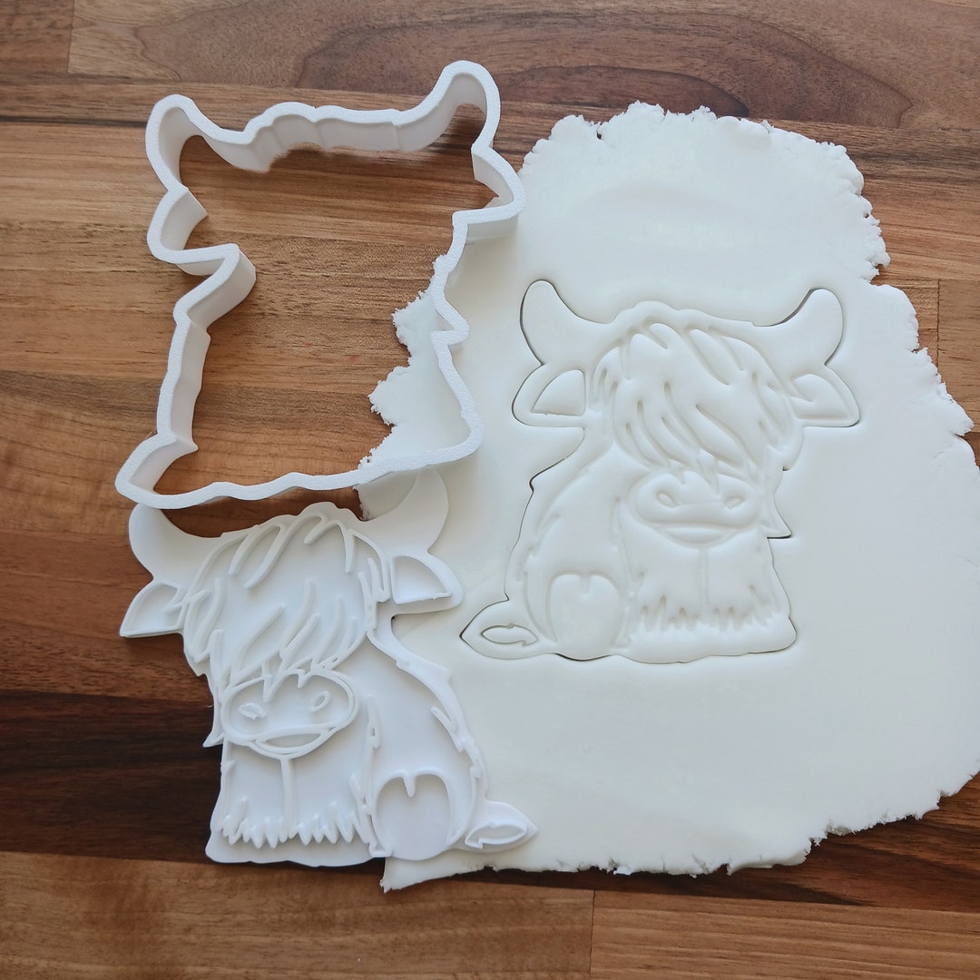 Highland Cow Cute Cookie Cutter Fondant Embossing Stamp Biscuit Pastry ...