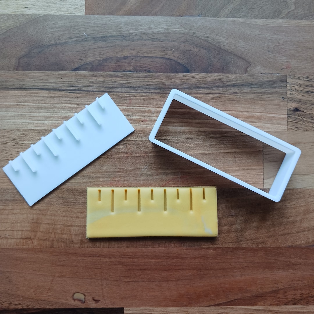Ruler Cookie Cutter & Embossing Stamp Set Biscuit Pastry Fondant ...