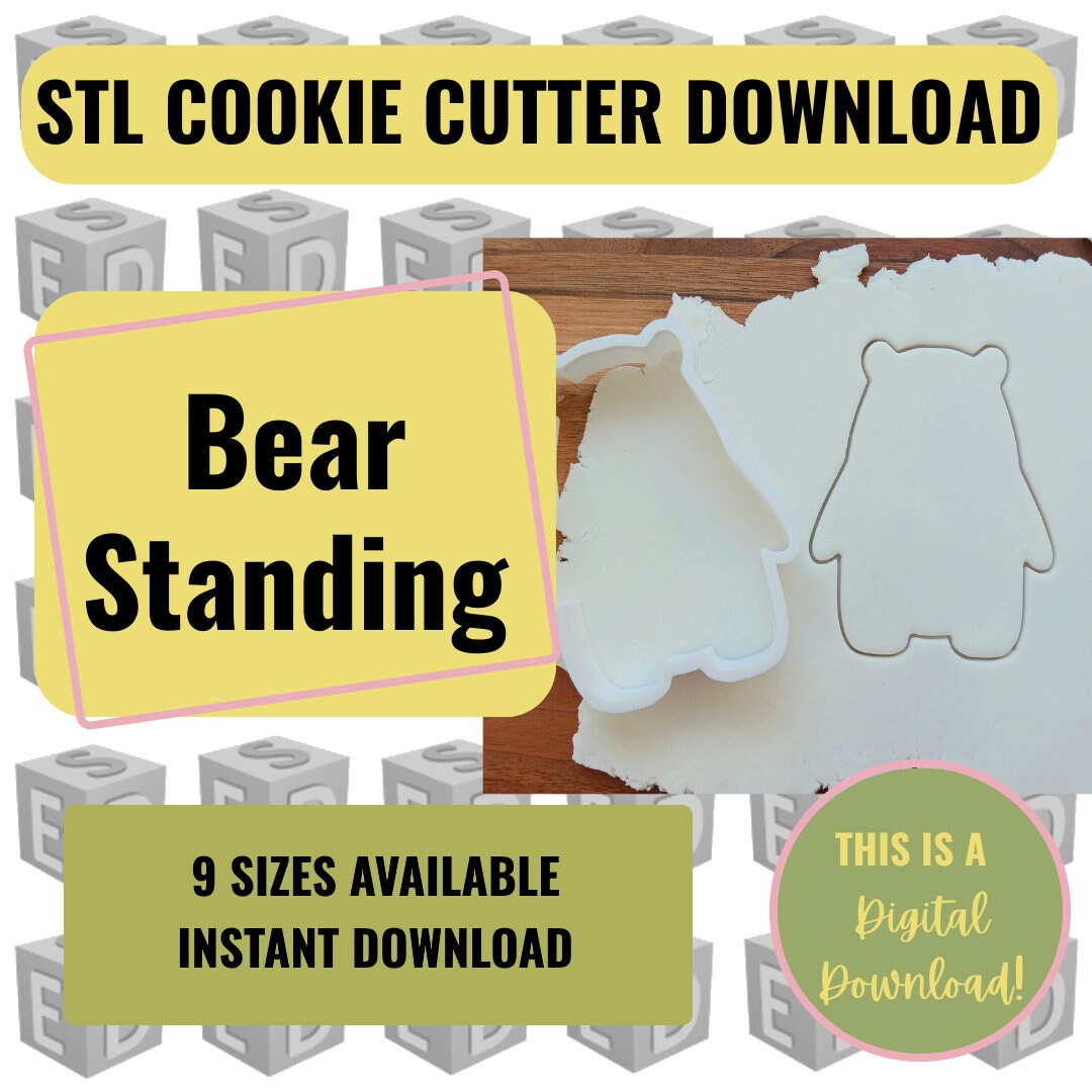 Bear Standing Shape Cookie Cutter STL File Instant Download, STL Cookie ...