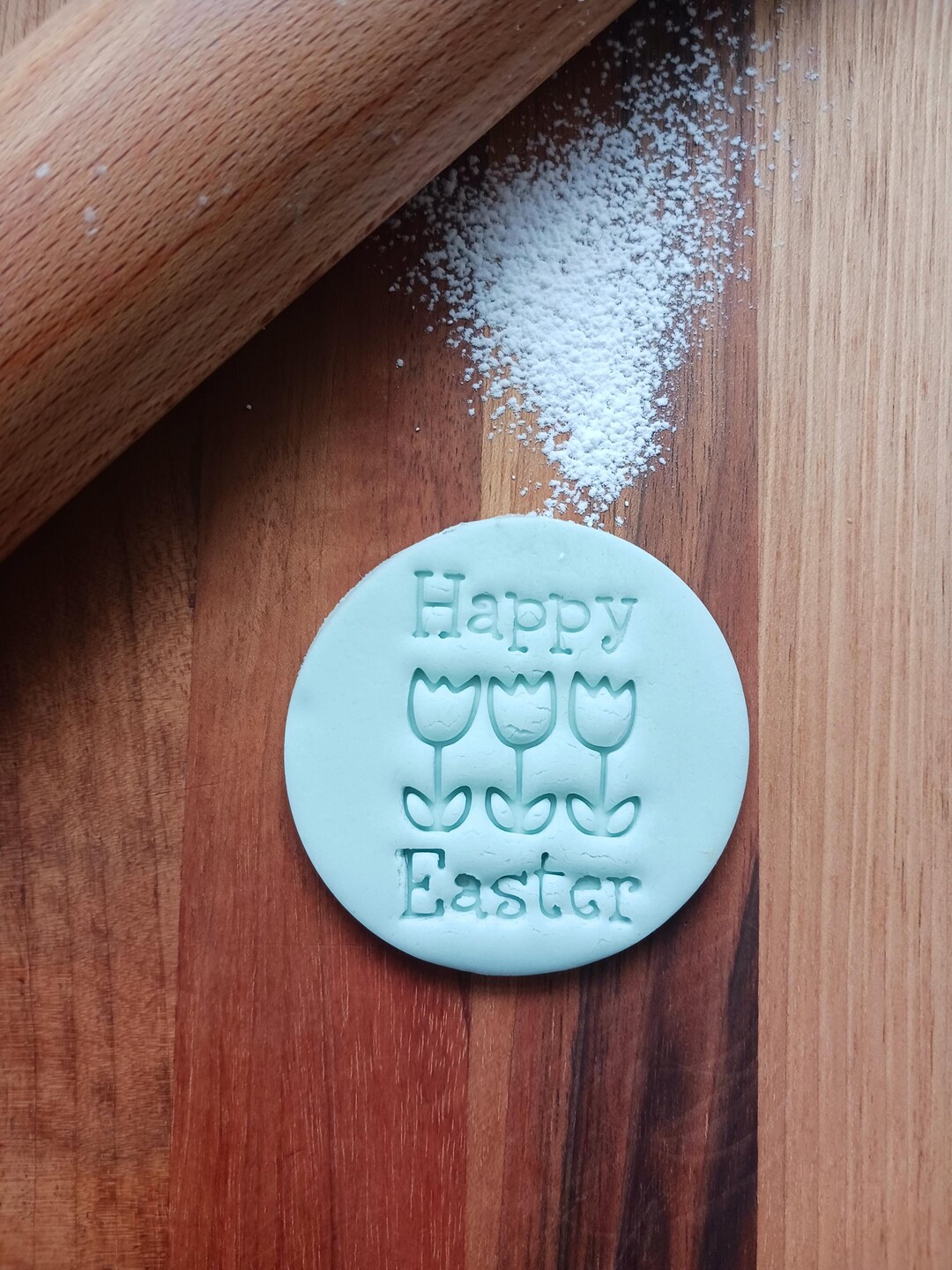 Happy Easter Tulip Embossing Stamp Fondant Embossing Fondant, Cookie ...