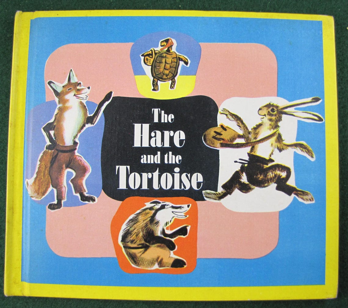 The Hare and the Tortoise // 1966 Hardback, Golden Press // Aesop's ...