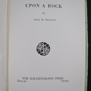 Upon A Rock // 1940 Hardback W Jacket // RARE Poetry by Anna M ...