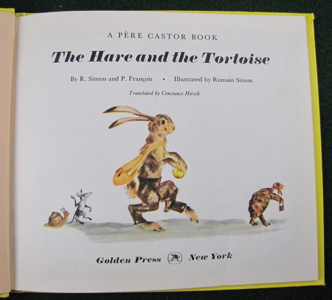 The Hare and the Tortoise // 1966 Hardback, Golden Press // Aesop's ...
