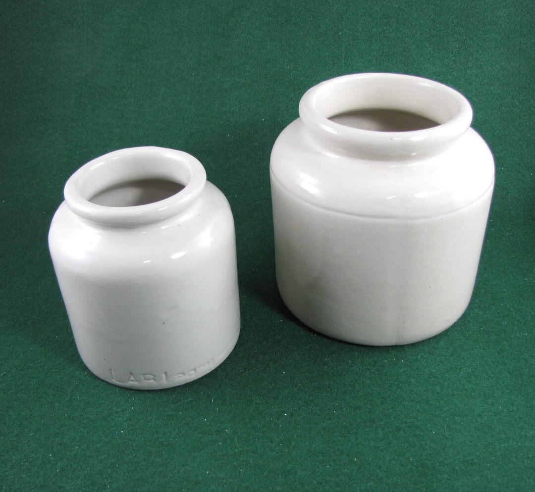 LAB Lagny French Stoneware Mustard Crock Pots (set of 2) // Ceramic ...