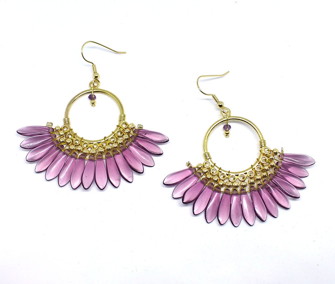 Boho Creoles, APACHE, XXL Earrings, Maxi Jewel, Pearl Weaving, Gypsy ...