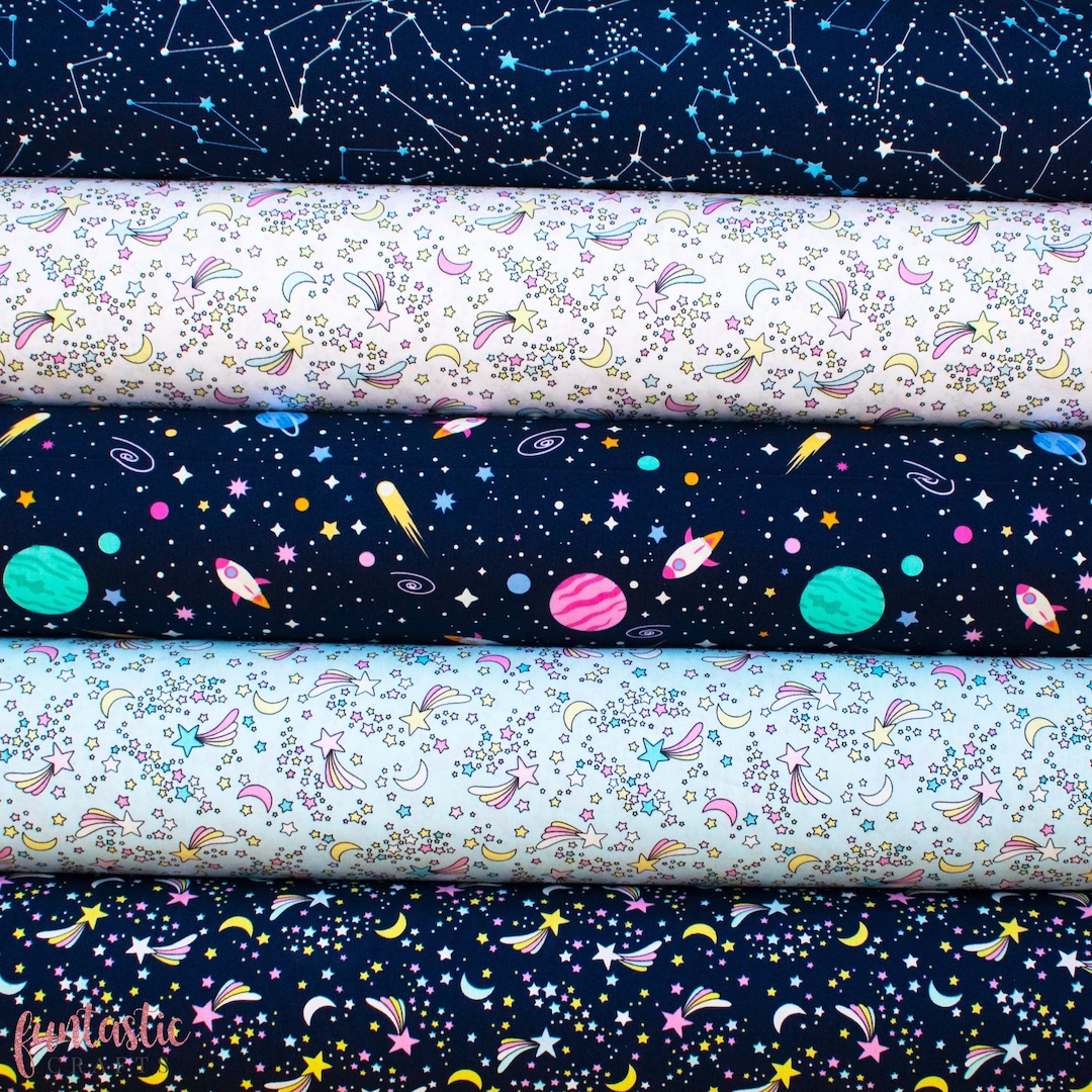 Navy Stars Constellation Space Fabric 100% Cotton Poplin Fabric by the ...