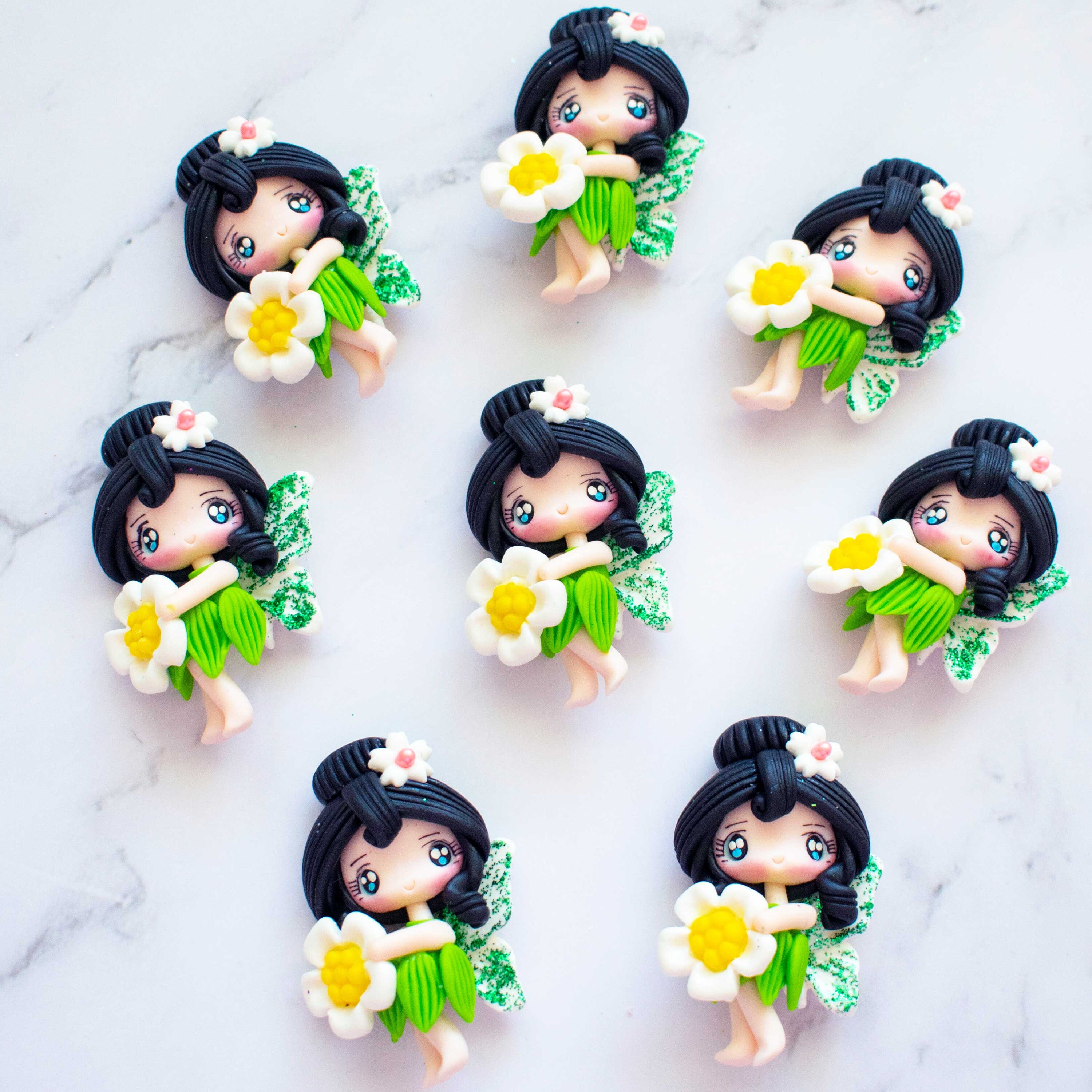 Floral Fairy Princess Clay Embellishment - Craft Embellishment - Flat ...