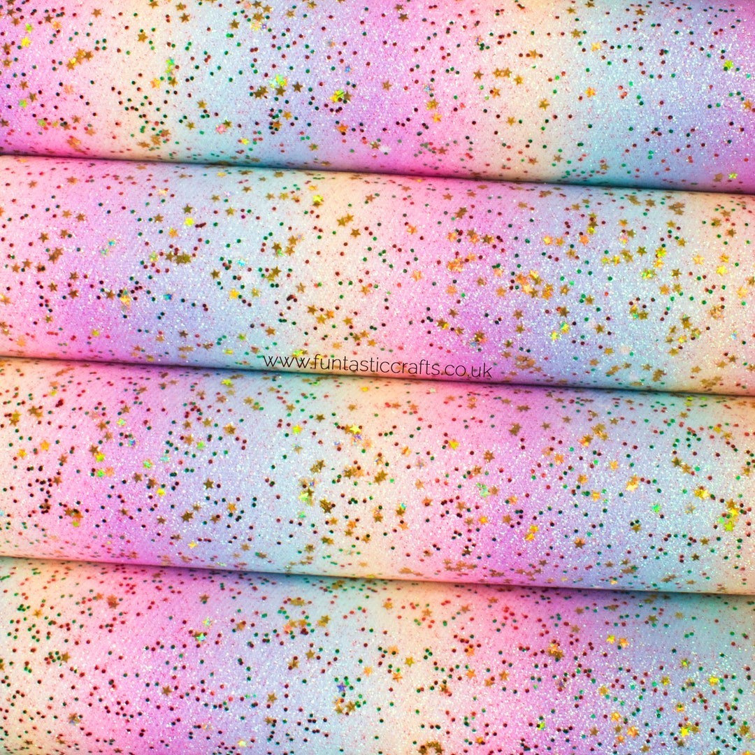 Starry Pastel Rainbow Fine Glitter Fabric Sheet - Premium Quality ...