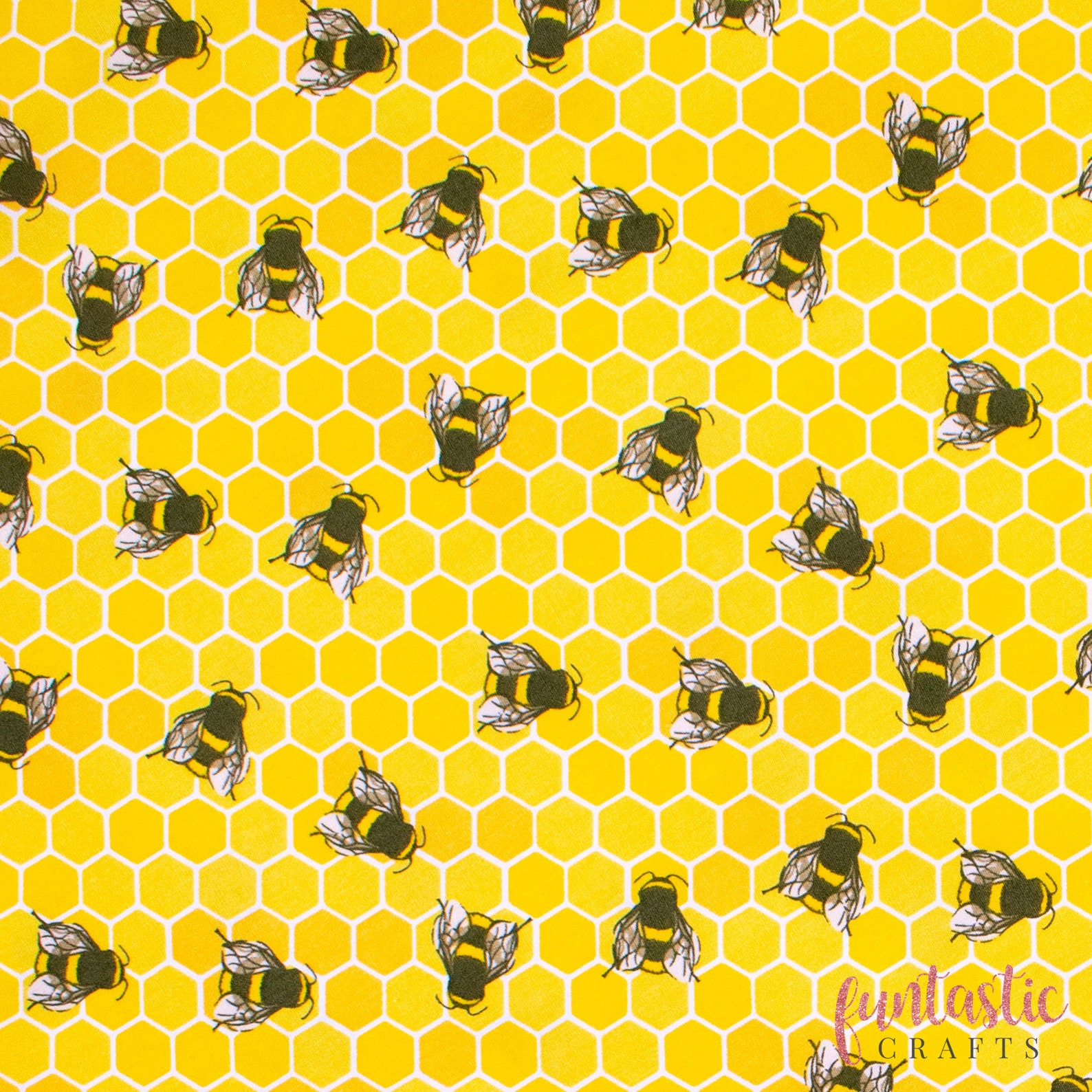 Honeycomb Bees Fabric 100% Cotton Poplin Fabric by the Metre Quilting ...