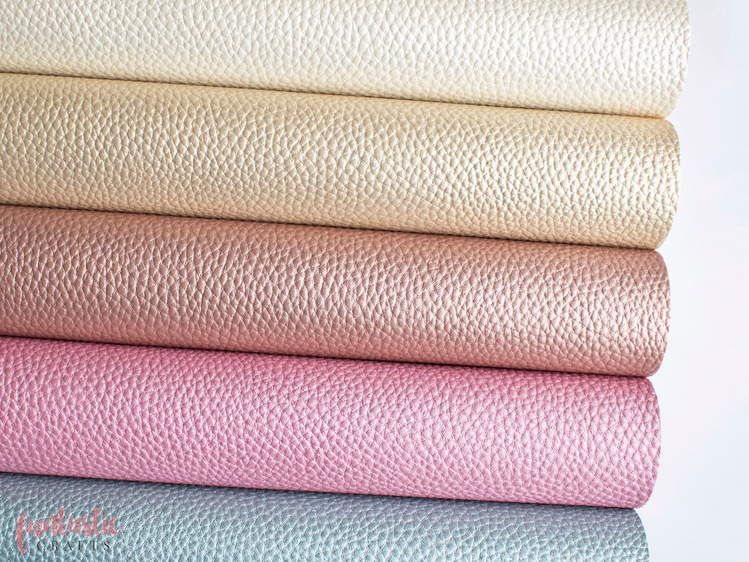 Pearl Metallic Textured Faux Leather Fabric - Pearlised Leatherette ...
