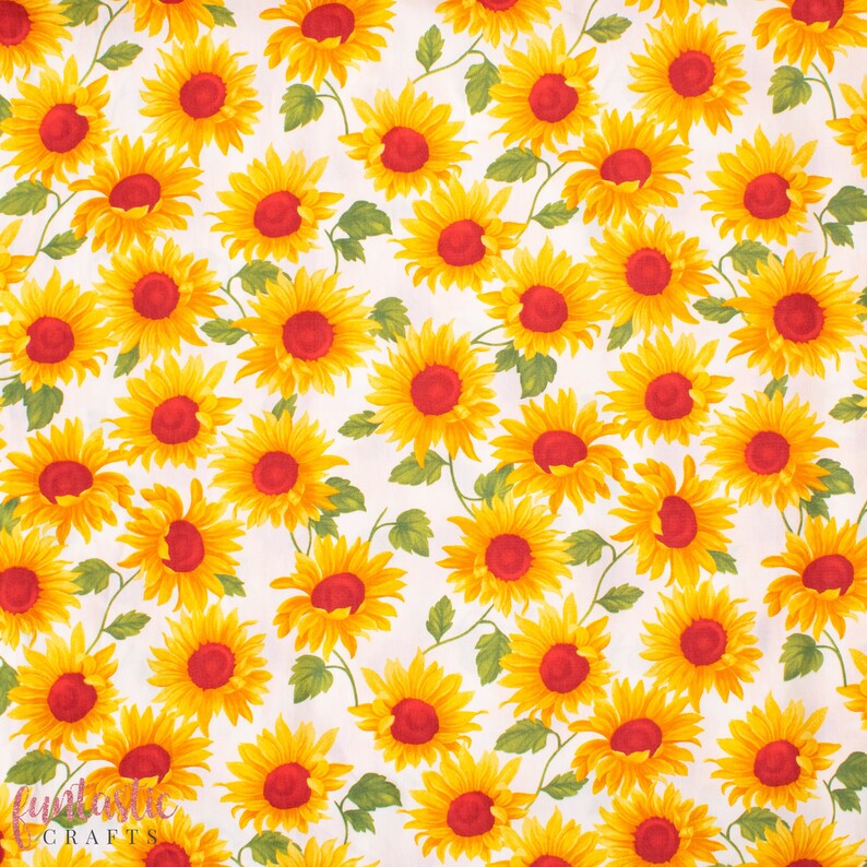 Sunflower Floral Cotton Fabric 100% Cotton Crafting Material | Etsy
