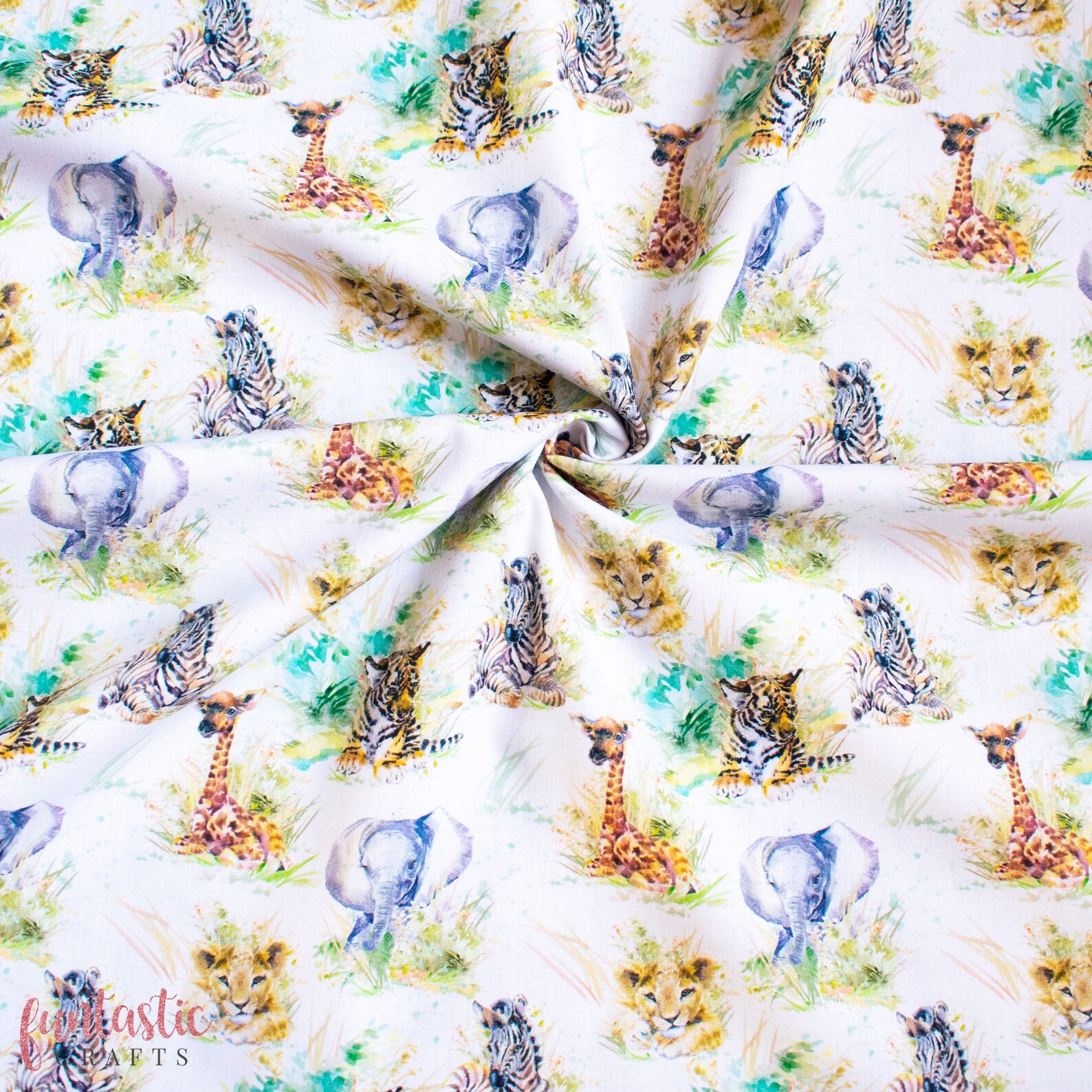 Zoo Safari Baby Animal Print 100% Cotton Fabric by the Metre - Quilting ...