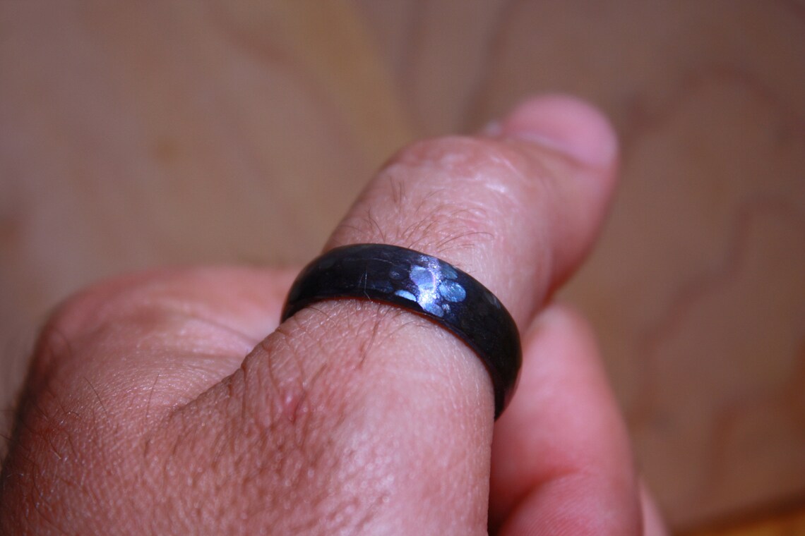 Oxidized Titanium Wedding Ring Hand Forged Hammered Ring - Etsy