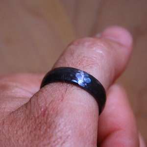 Oxidized Titanium Wedding Ring | Hand Forged | Hammered Ring | Rustic ...