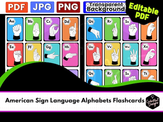 American Sign Language Alphabet Flash Cards Poster Chart | Etsy
