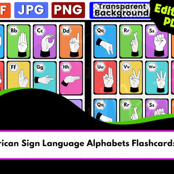 Sign Language Flash Cards - Etsy