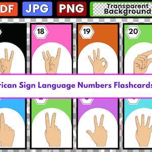 American Sign Language ASL Numbers Flash Cards •printable Poster Chart ...